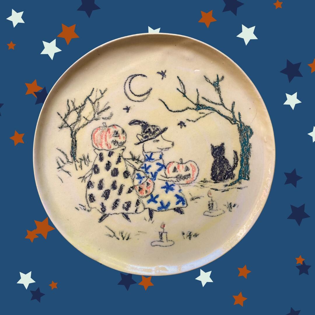 Halloween Jack O'lantern & Wolf Trinket Dish - Ceramic Wall Hanging - Etsy