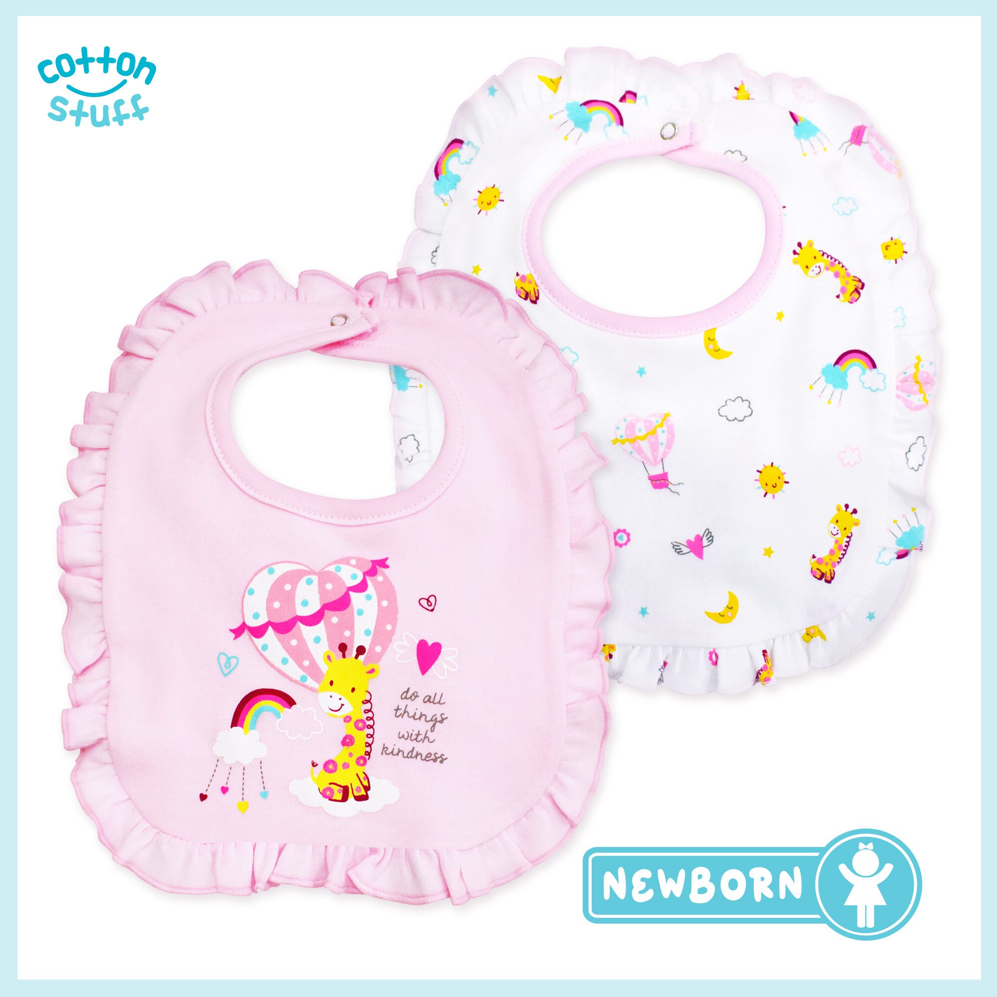 Baby's Cotton Stuff Snap-on Bib, Muslin Bibs, Newborns Adjustable Snap ...