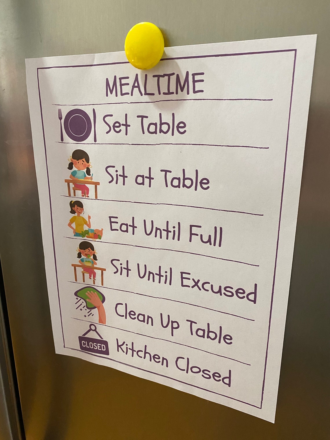 My Mealtime Routine Printable for Girls | Etsy