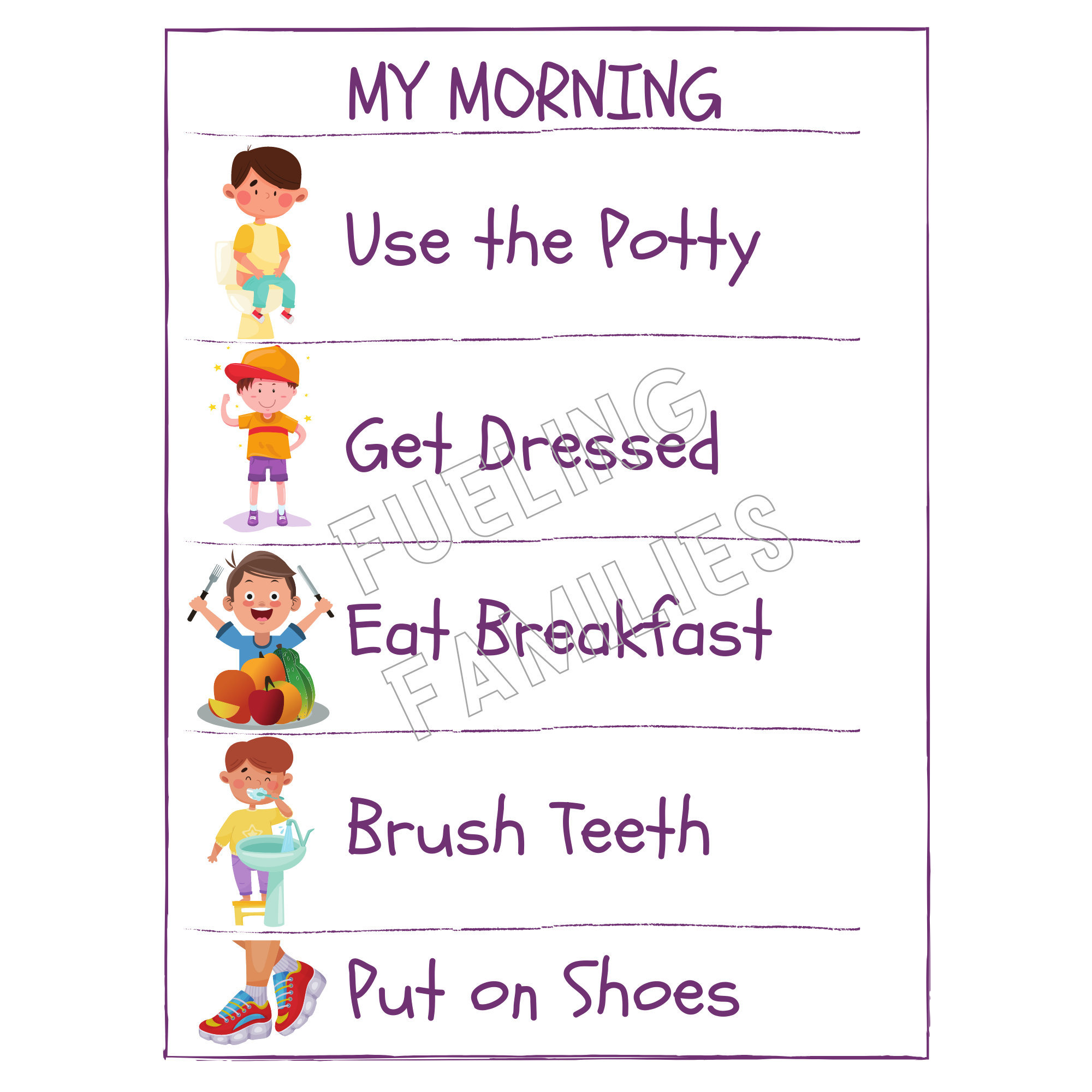 My Morning Routine Printable for Boys | Etsy