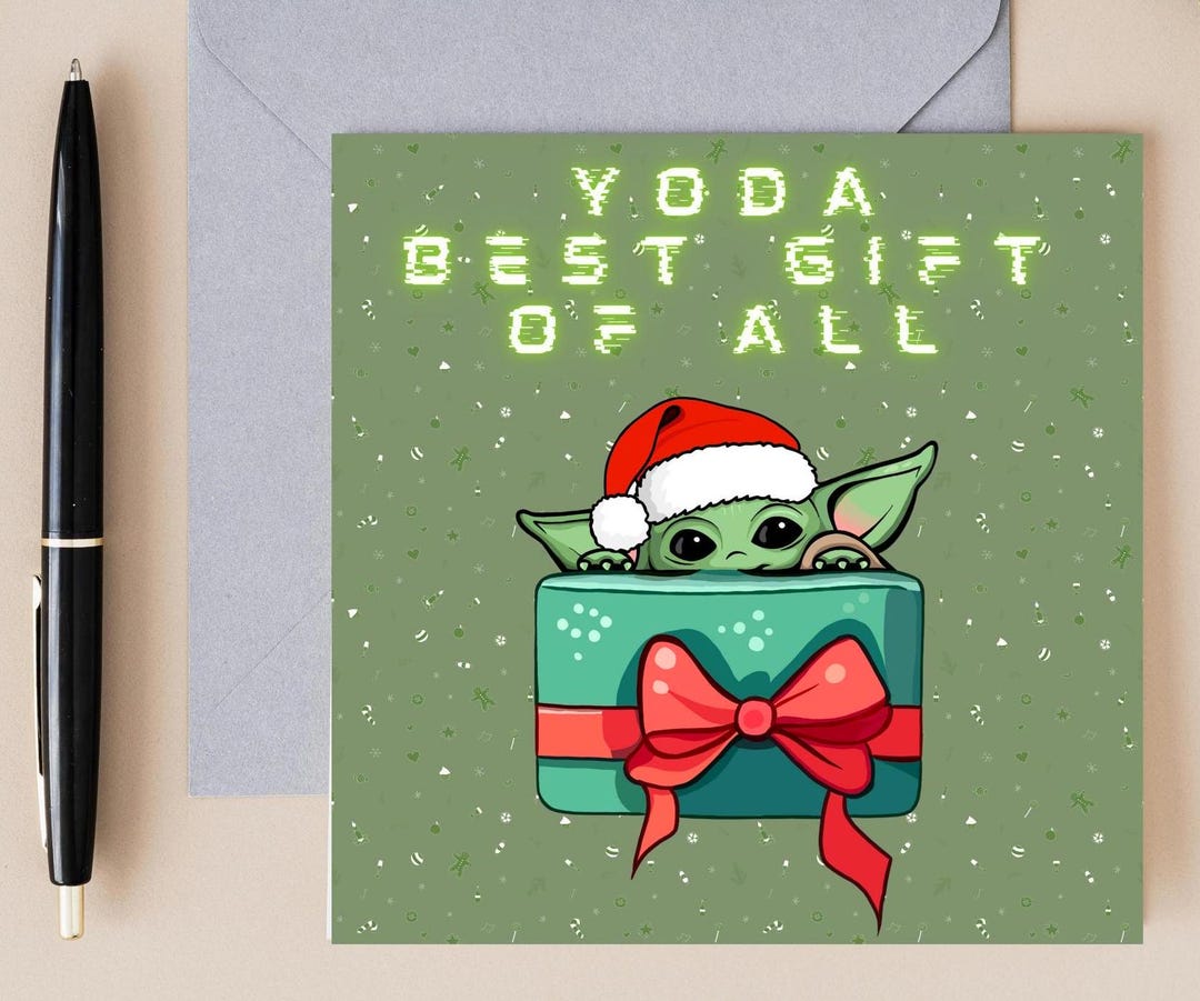 Baby Yoda Christmas Card 'yoda Best Gift of All' Starwars' Grogu - Etsy