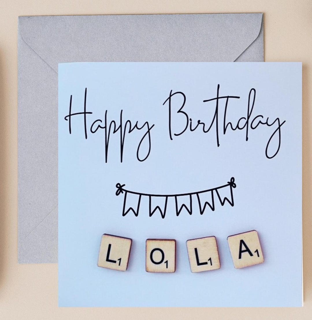 Custom Happy Birthday Card With Scrabble Name - Etsy