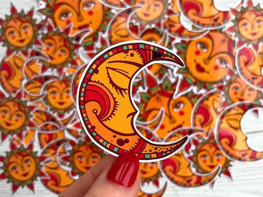 10 Pack Celestial Sun & Moon Sticker Pack Hand-drawn, Waterproof ...