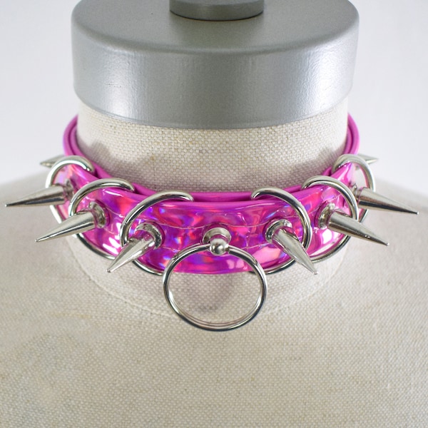 Pink Leather Choker - Etsy