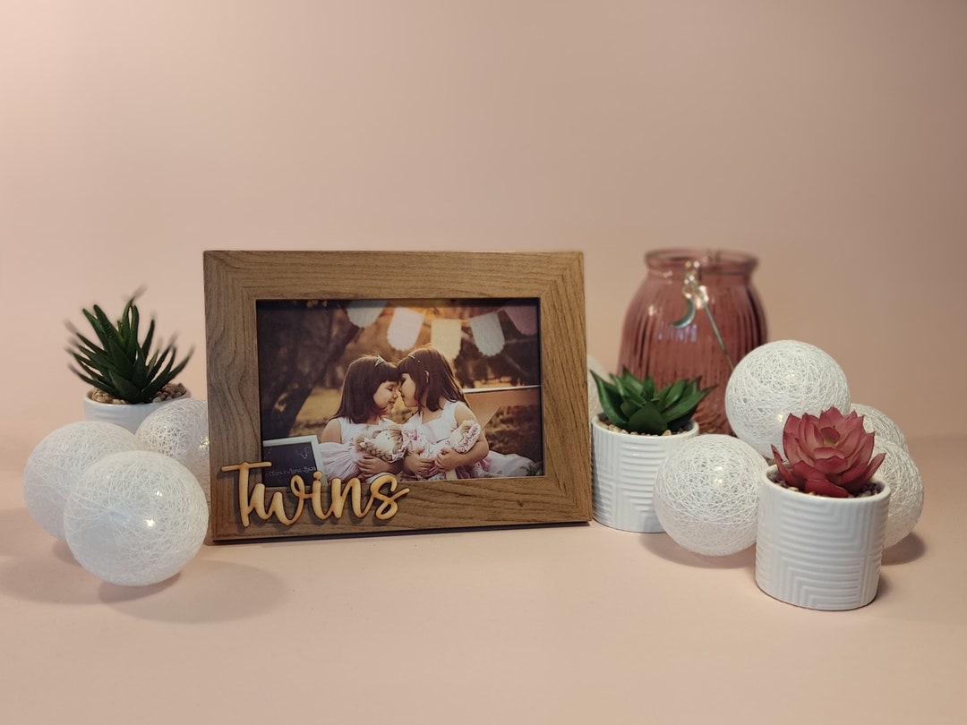 TWINS Picture Frame Rustic Wooden Twins Laser Cut Picture - Etsy New ...
