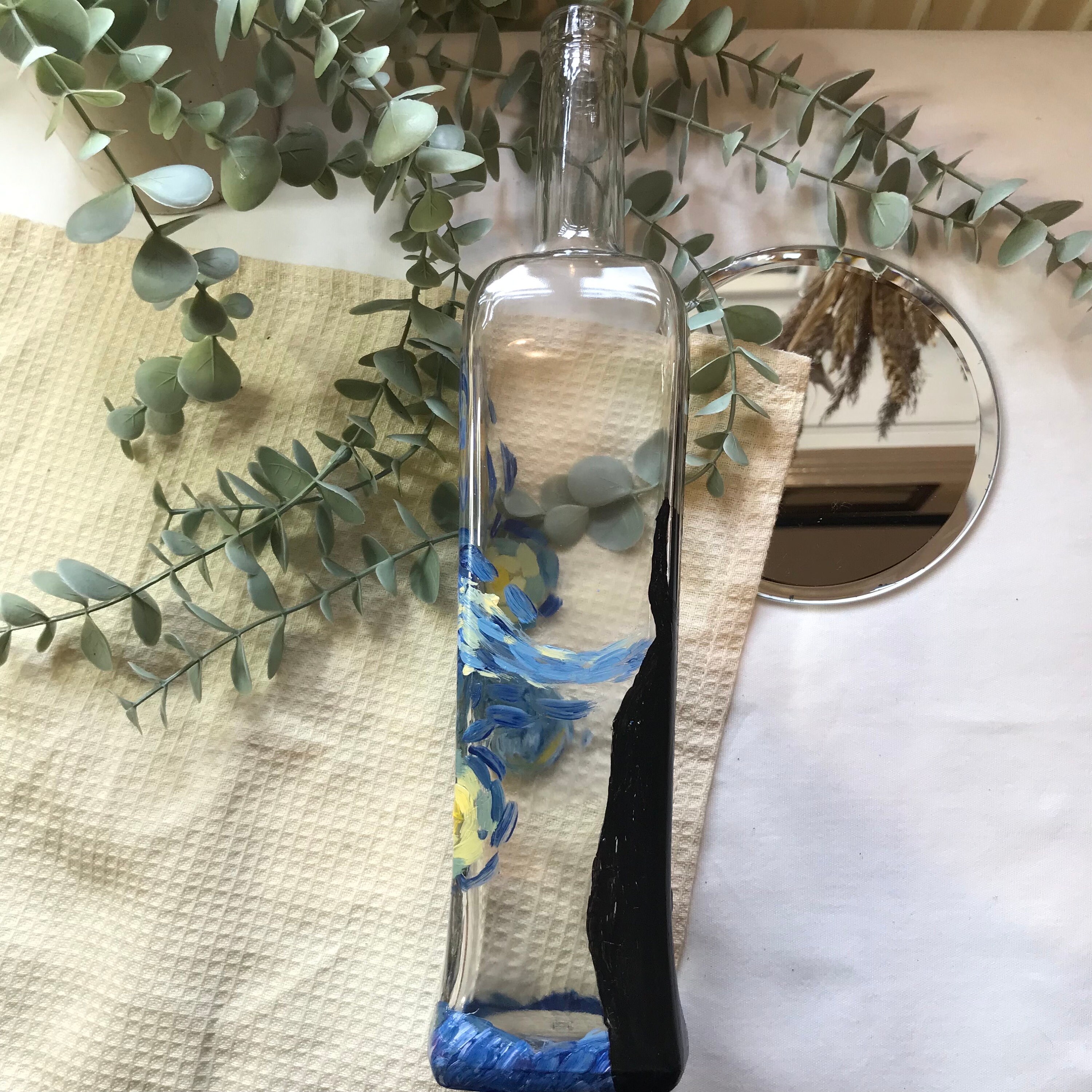 Starry Night Inspired Recycled Decorative Bottle - Etsy