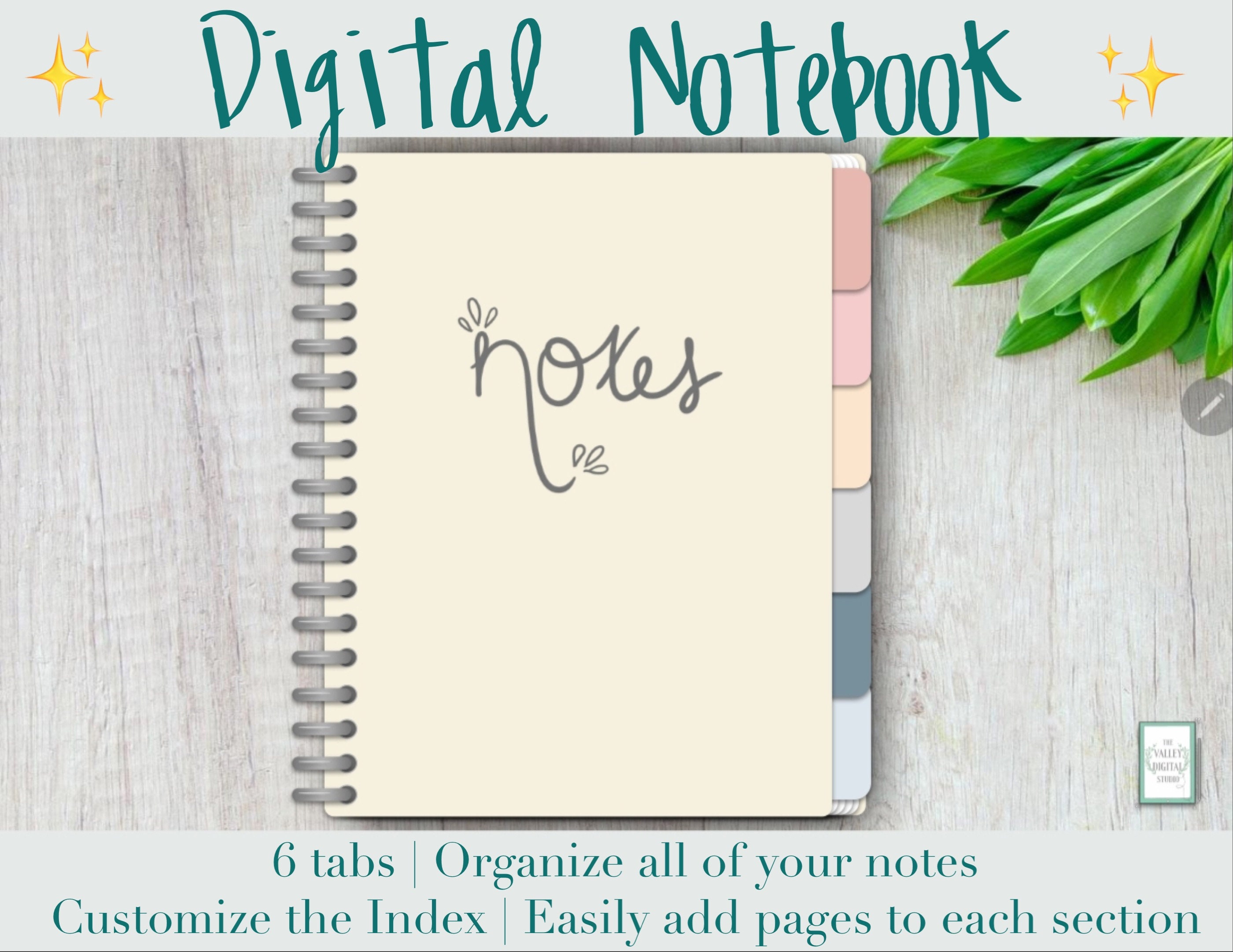 Digital Notebook | 6 Tab Notebook - Etsy UK