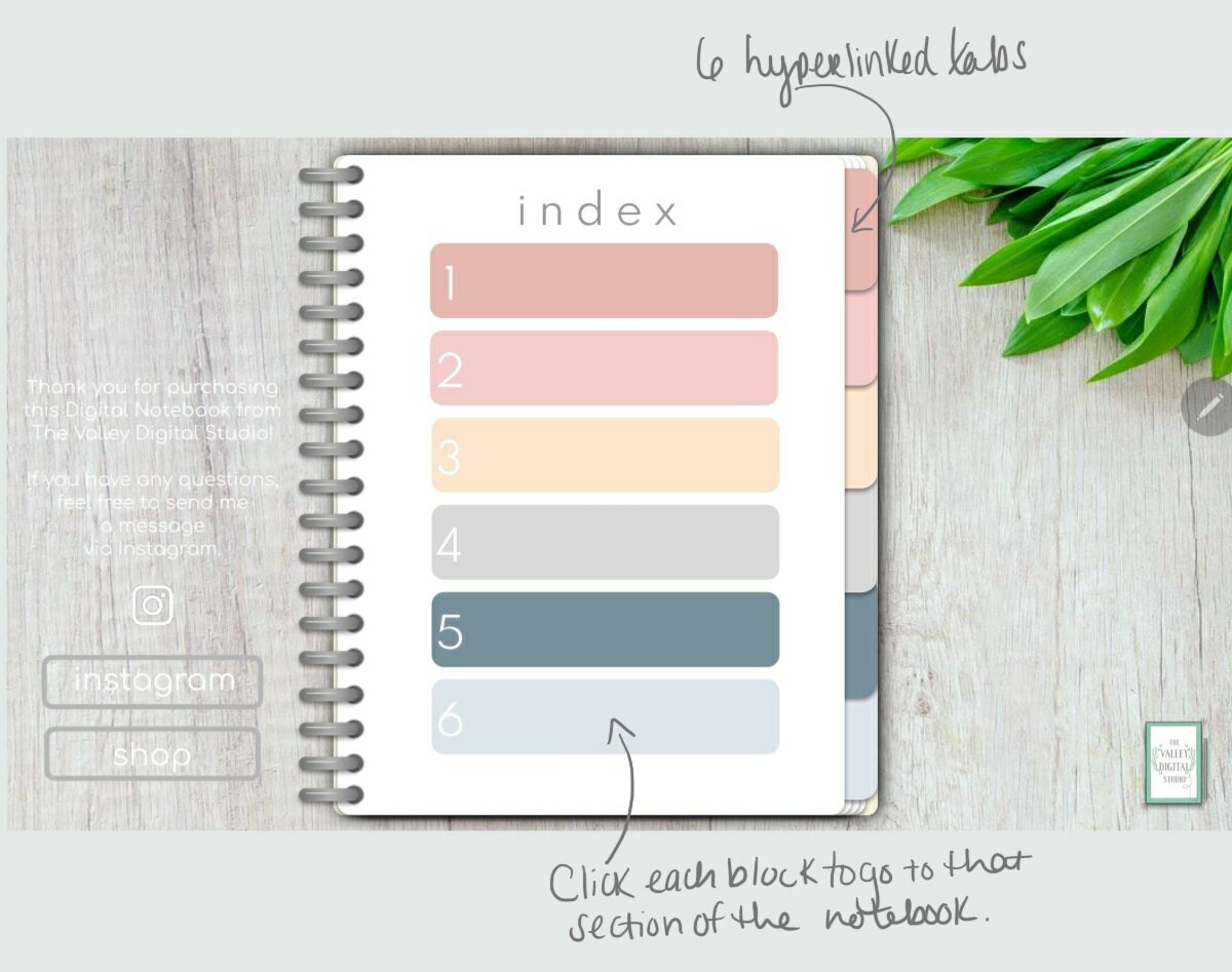 Digital Notebook | 6 Tab Notebook - Etsy UK