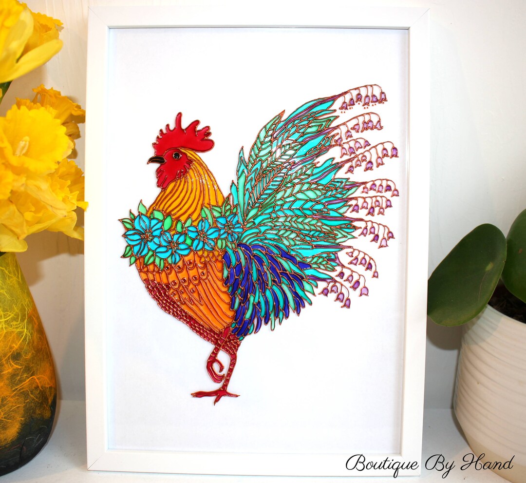 Mandala Style Wall Decor, Glass Painting, Rooster, Intricate, Eye ...