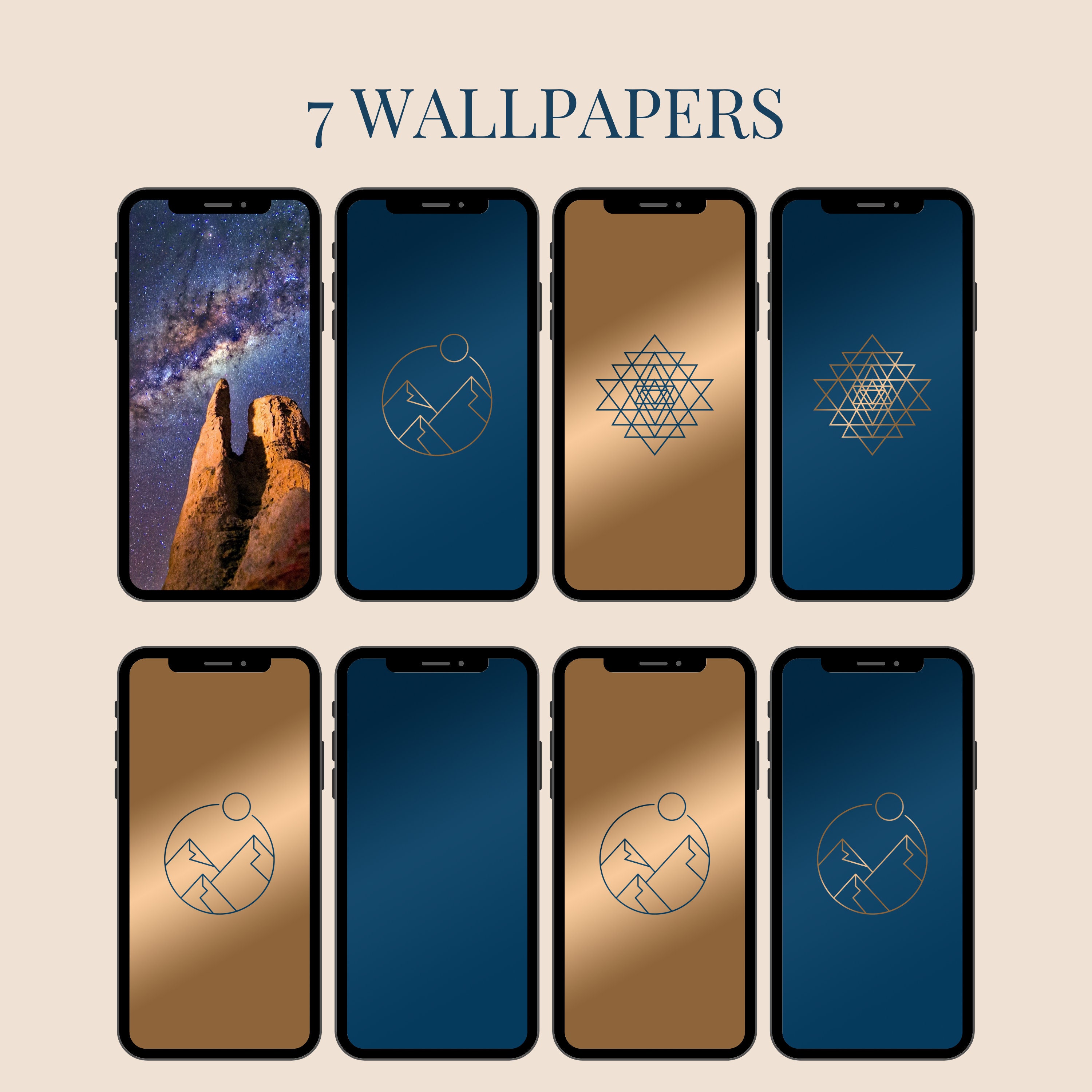 Navy & Copper iPhone App Icons, Widgets, Wallpapers (digital Download ...