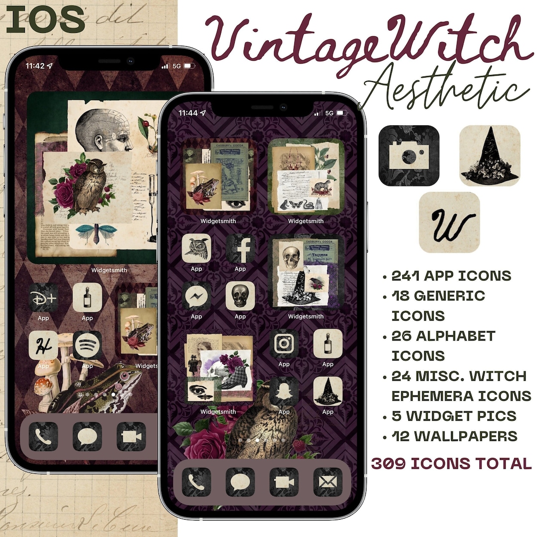 Ios Vintage Witch Aesthetic iPhone Pack, 309 App Icons, 5 Widget Pics ...