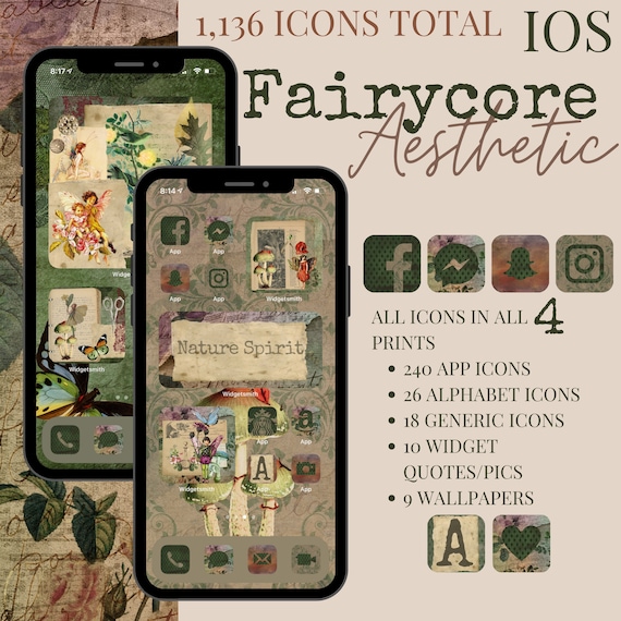 Ios Fairycore Aesthetic Iphone Pack 1136 App Icons 10 - Etsy