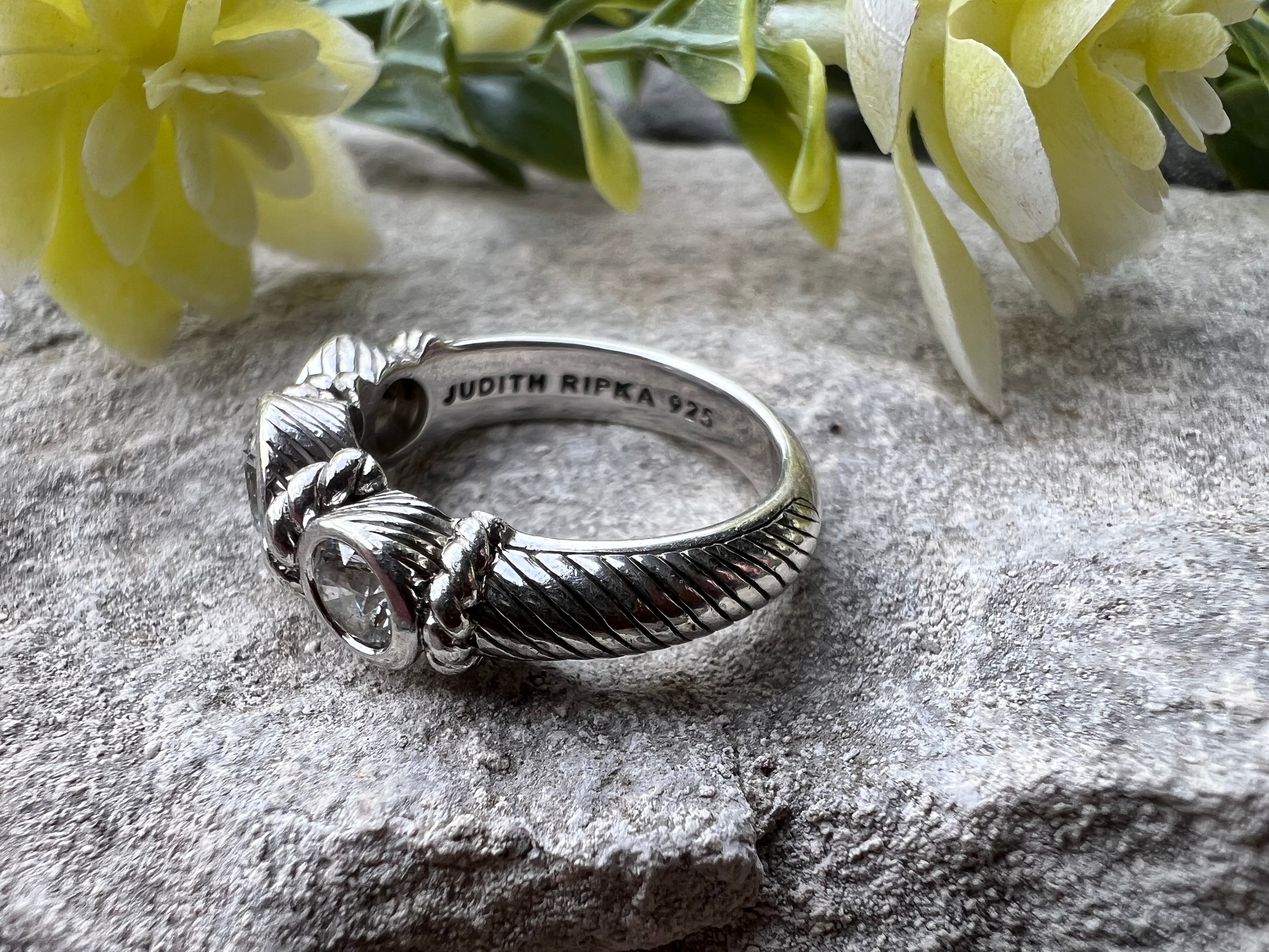 Judith Ripka Three Stone CZ Ring Sterling Silver Size 6 - Etsy