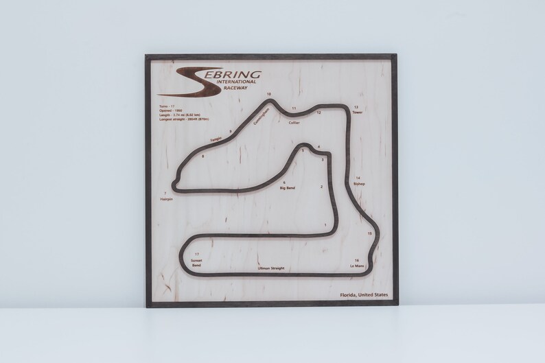 Sebring USA Race Tracks 30x30, Wall Decor Gift Birthday Christmas ...