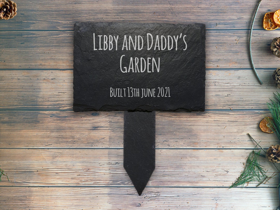 Personalised Engraved Slate Garden Sign, Handmade Plant Marker - Etsy UK