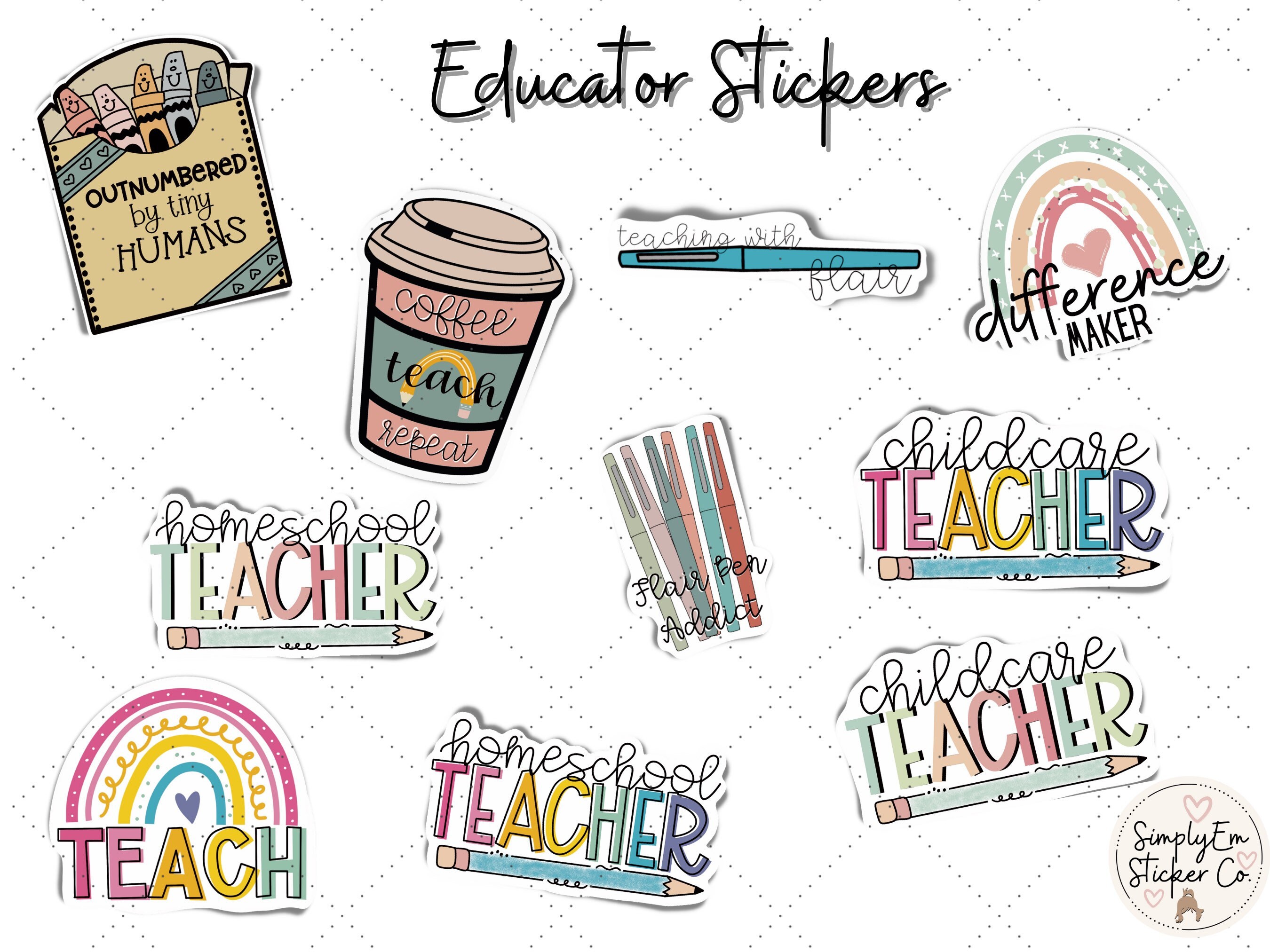 Bundle 3 Teacher Sticker Pack Elementary Teacher Teacher - Etsy