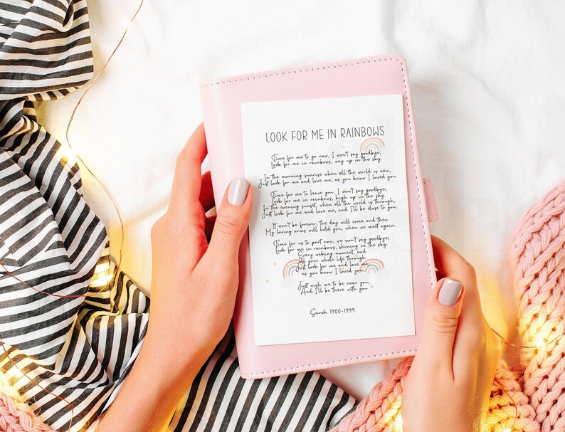 Look for Me in Rainbows Funeral Poem Memorial Poem - Etsy UK