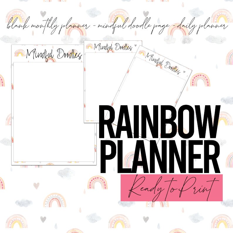 Rainbow Planner, Cute Planner, Downloadable Planner, Ready to Print ...