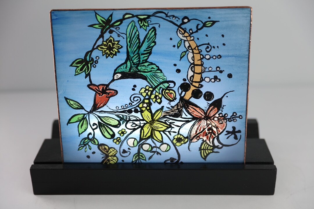 Hummingbird, Backlit Painted Glass Panel - Etsy