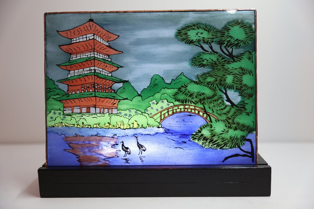 Japanese Pagoda, Backlit Glass Panel - Etsy