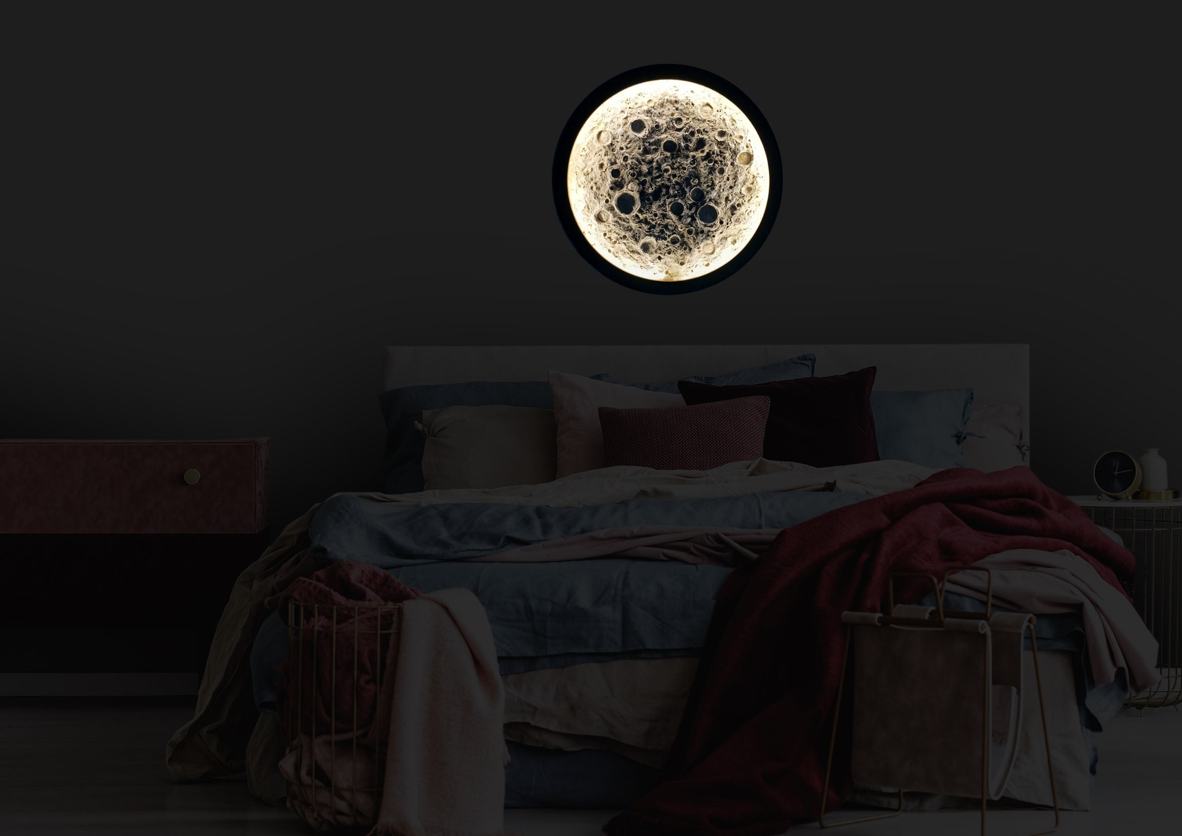 Moonlight LED Wall Painting, Personalized Gift,moon Wall Decor ...