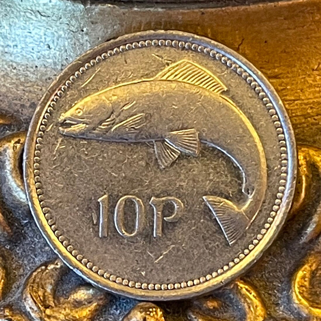 Atlantic Salmon & Harp 10 Pence Ireland Authentic Coin Money for ...