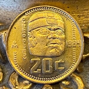 Olmec Colossal Head & Eagle With Snake 20 Centavos Mexico Authentic ...