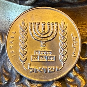 Israel 1/2 Lira Coin: Menorah & Olive Branch, Jewelry Making - Etsy