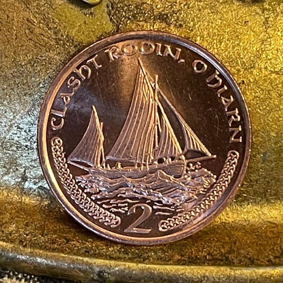 Manx Nobby Lugger Fishing Boat 2 Pence Isle of Man Authentic - Etsy