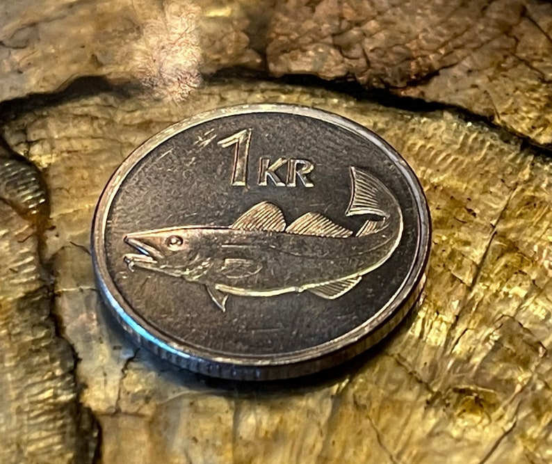 Giant Bergrisi & Cod Fish Krona Iceland Authentic Coin Money for ...