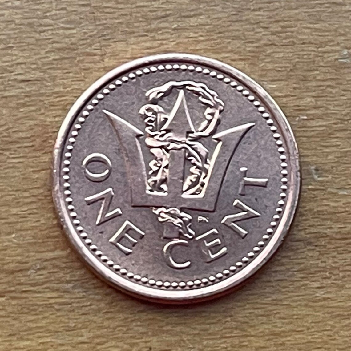 Trident of Poseidon 1 Cent Barbados Authentic Coin Money for | Etsy