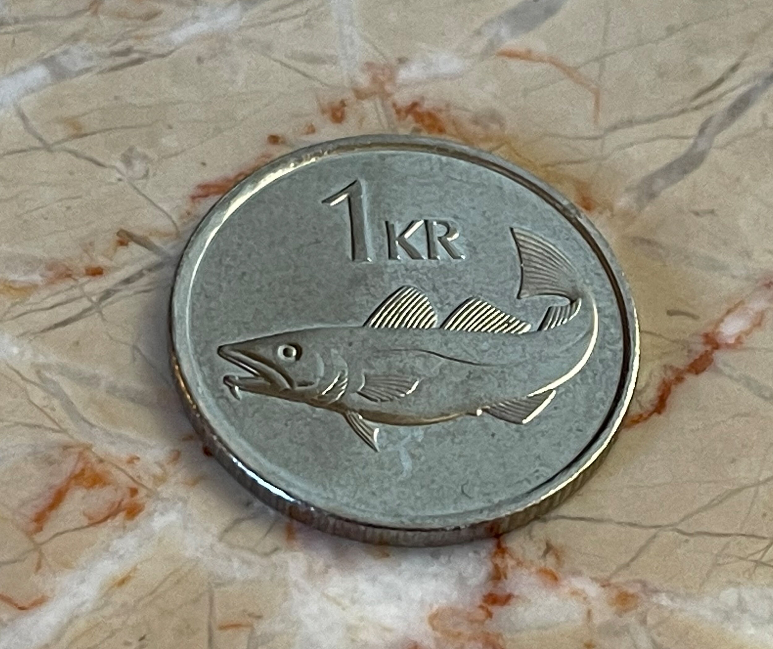 Giant Bergrisi & Cod Fish Krona Iceland Authentic Coin Money for ...