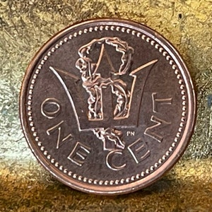 Trident of Poseidon 1 Cent Barbados Authentic Coin Money for Jewelry ...
