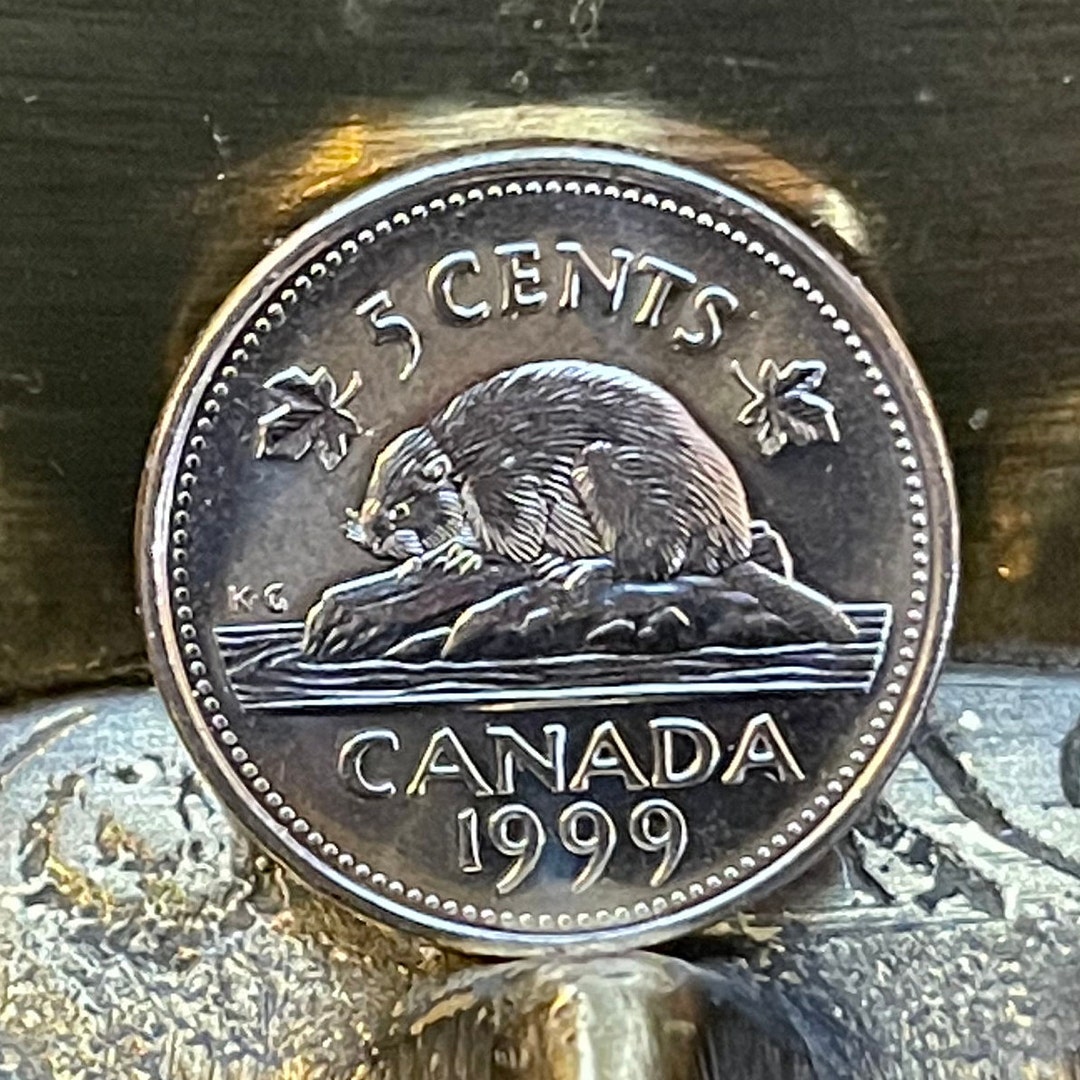 Beaver & Queen Elizabeth Canada 5 Cents Authentic Coin Money for ...