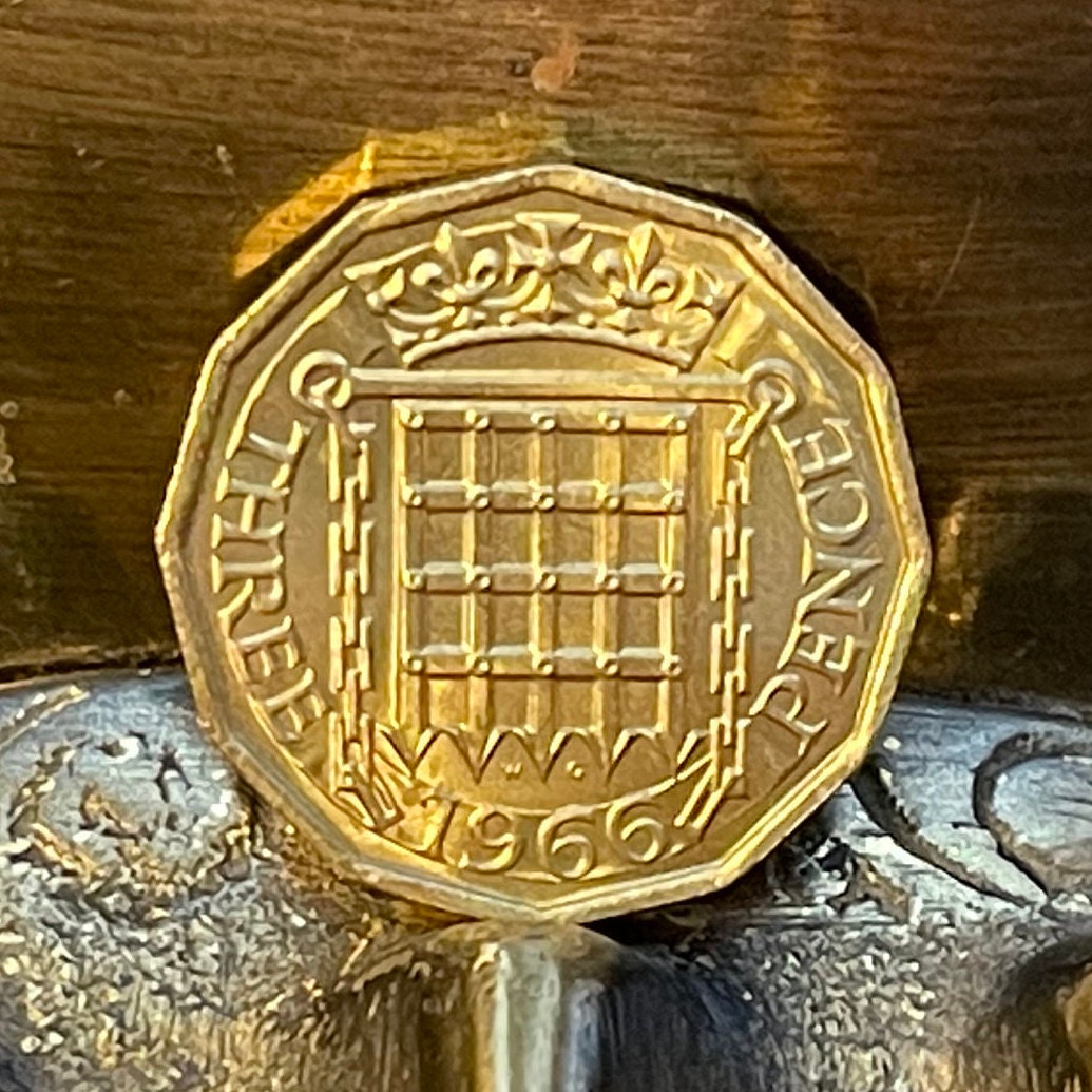 Crowned Portcullis of Parliament 3 Pence Great Britain | Etsy