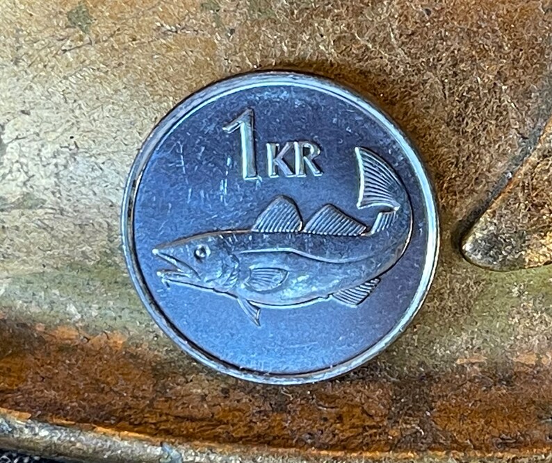 Giant Bergrisi & Cod Fish Krona Iceland Authentic Coin Money for ...
