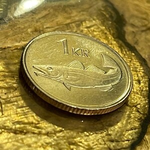 Giant Bergrisi & Cod Fish Krona Iceland Authentic Coin Money for ...