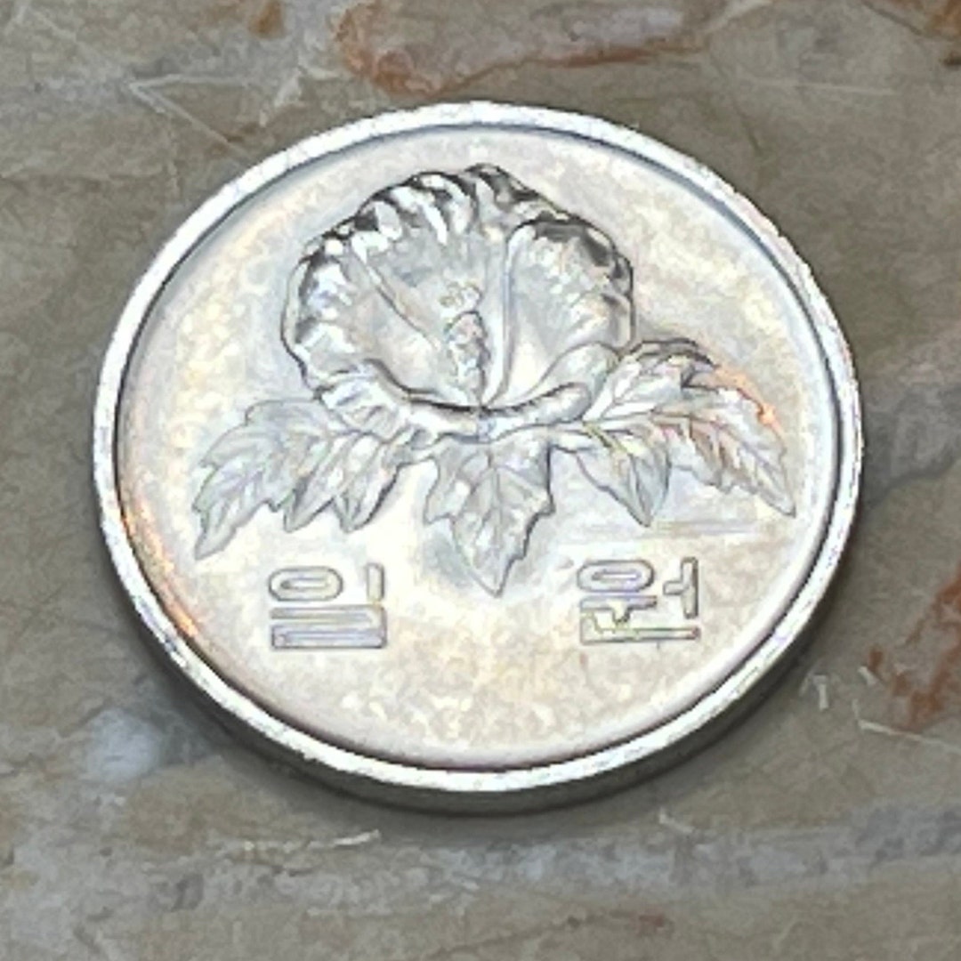South Korea 1 Won Coin: Rose of Sharon Charm for Jewelry Making - Etsy
