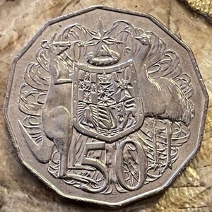 Kangaroo & Emu 50 Cents Australia Authentic Coin Money for Jewelry and ...