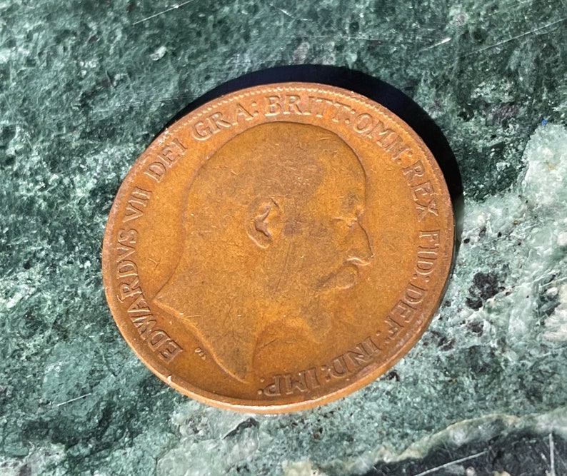 Britannia & King Edward VII Penny: Authentic British Coin for Jewelry ...