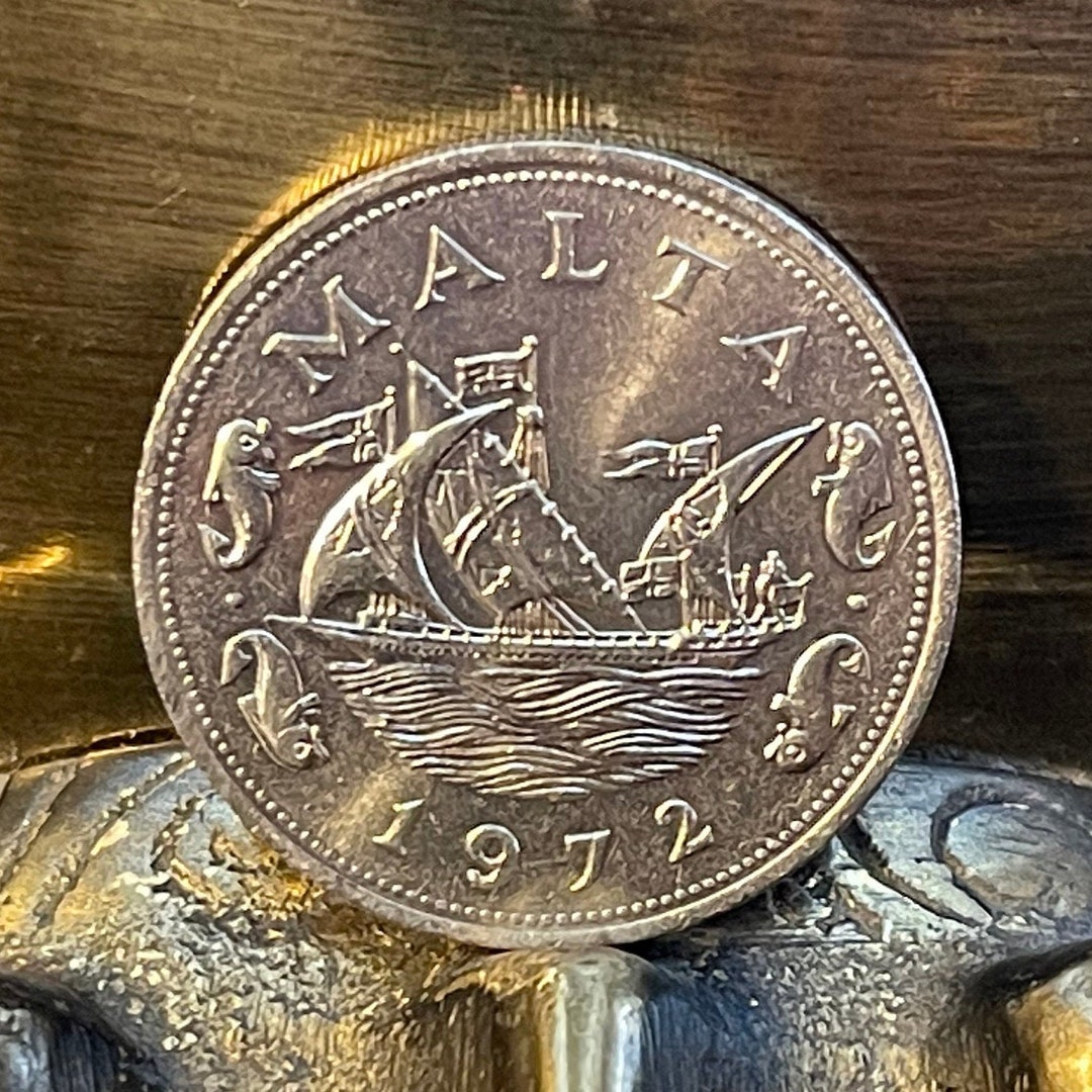 Malta 10 Cents Coin: Grand Master's Barge With Dolphins, 1972-1981 - Etsy