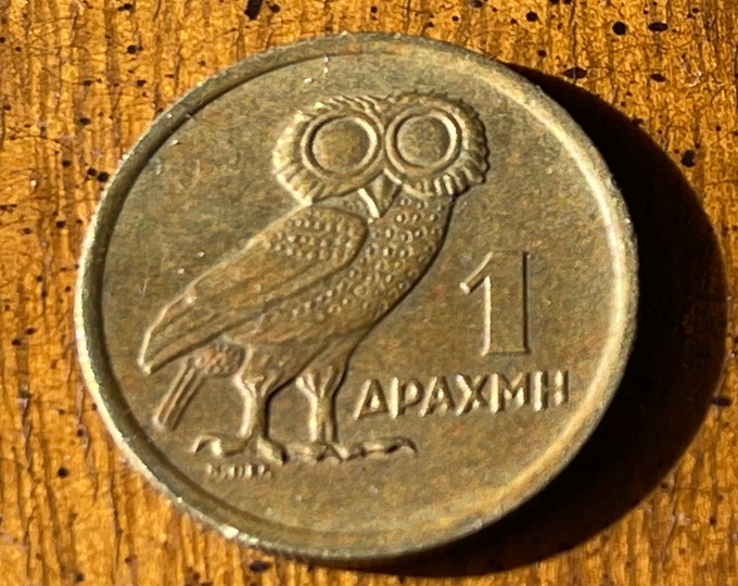 Owl of Athena & Phoenix Greek Authentic Coin Money 1 Drachma - Etsy