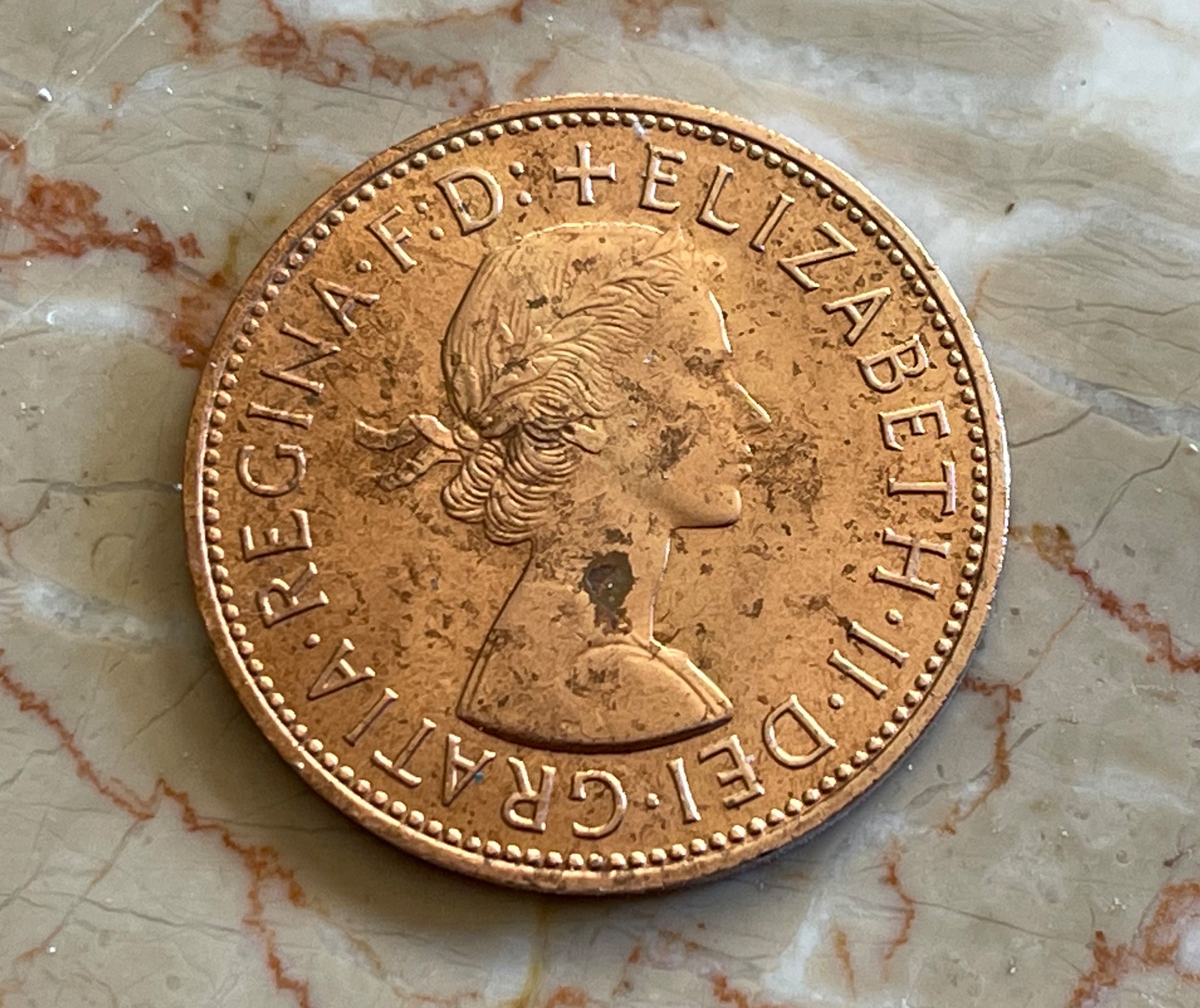 Queen Elizabeth Ii And Britannia Great Britain 1 Penny Authentic Etsy