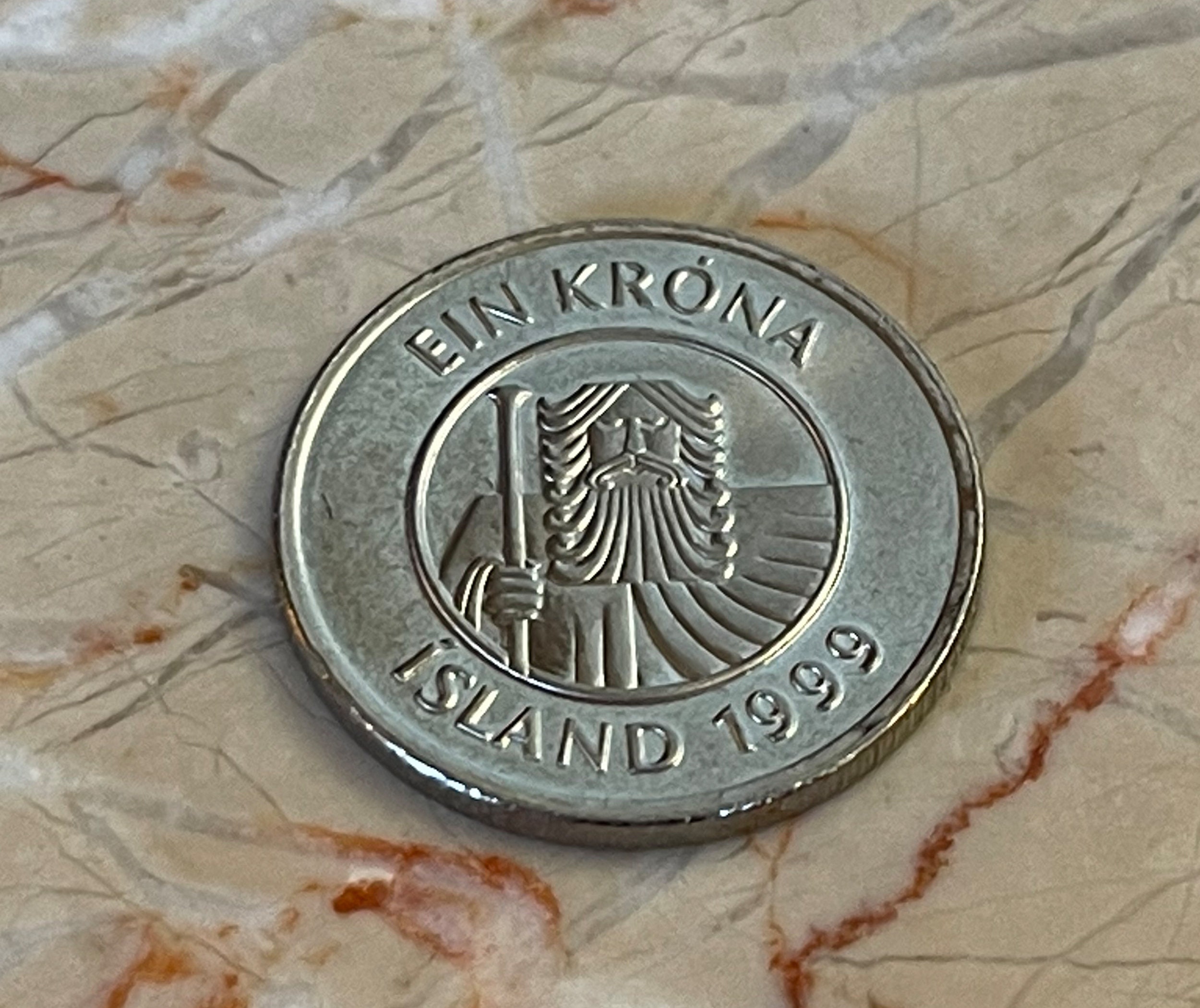 Giant Bergrisi & Cod Fish Krona Iceland Authentic Coin Money for ...