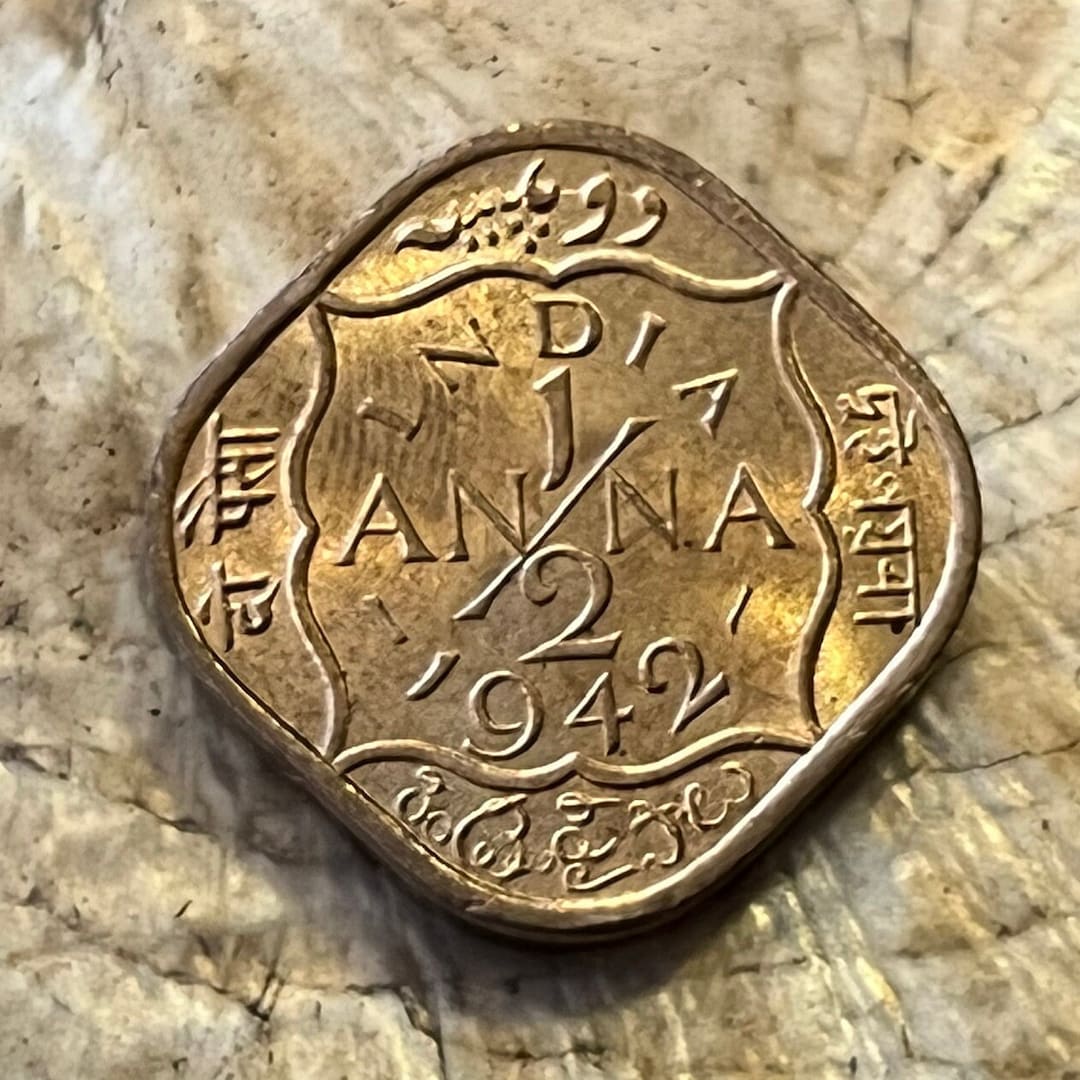 1942 British India Half Anna Coin: George VI, Quadrilingual - Etsy