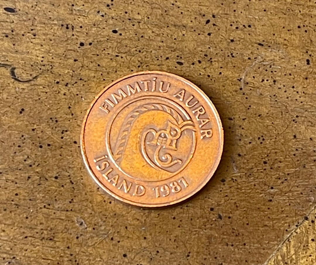 Dragon & Shrimp Icelandic Authentic Coin Money 50 Aurar for Jewelry and ...