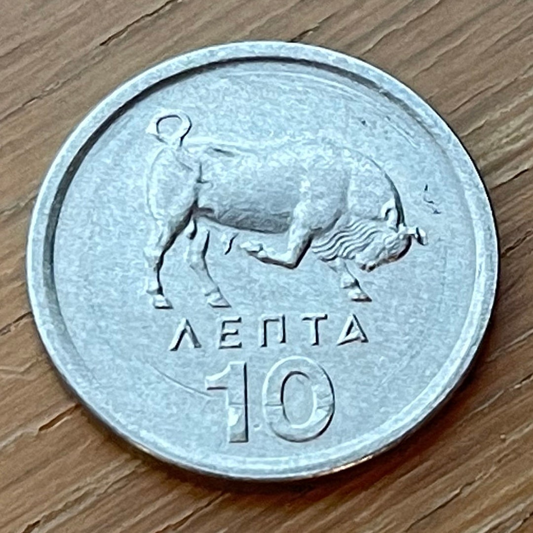 Greece 10 Lepta Coin: Charging Bull, Jewelry Craft Supply - Etsy
