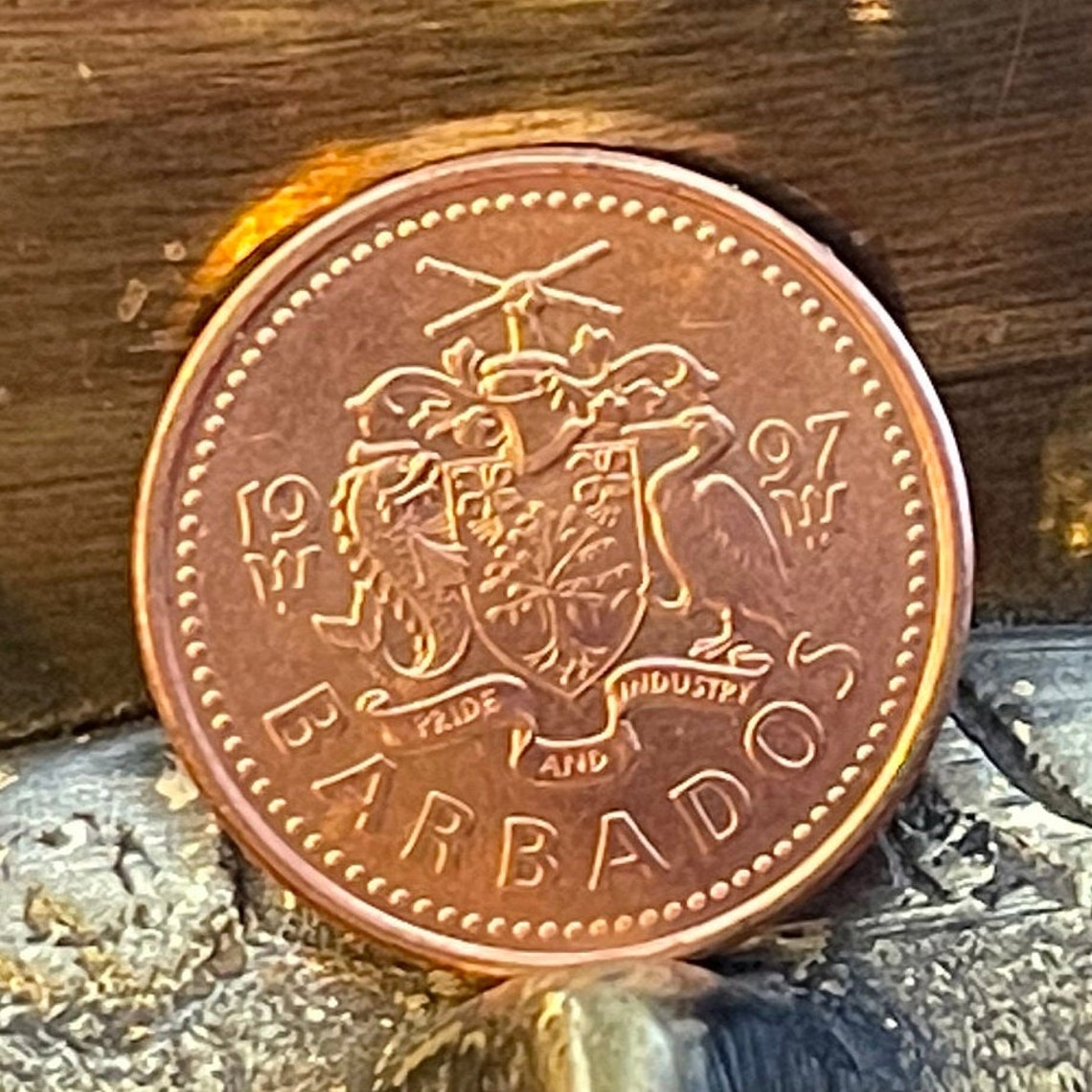 Trident of Poseidon 1 Cent Barbados Authentic Coin Money for | Etsy