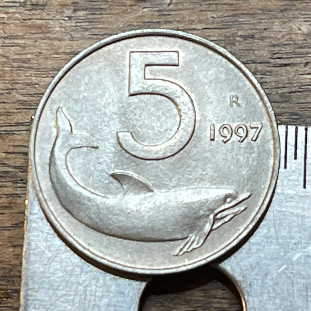 Dolphin 5 Lire Italy Authentic Coin Money for Jewelry and Craft Making ...