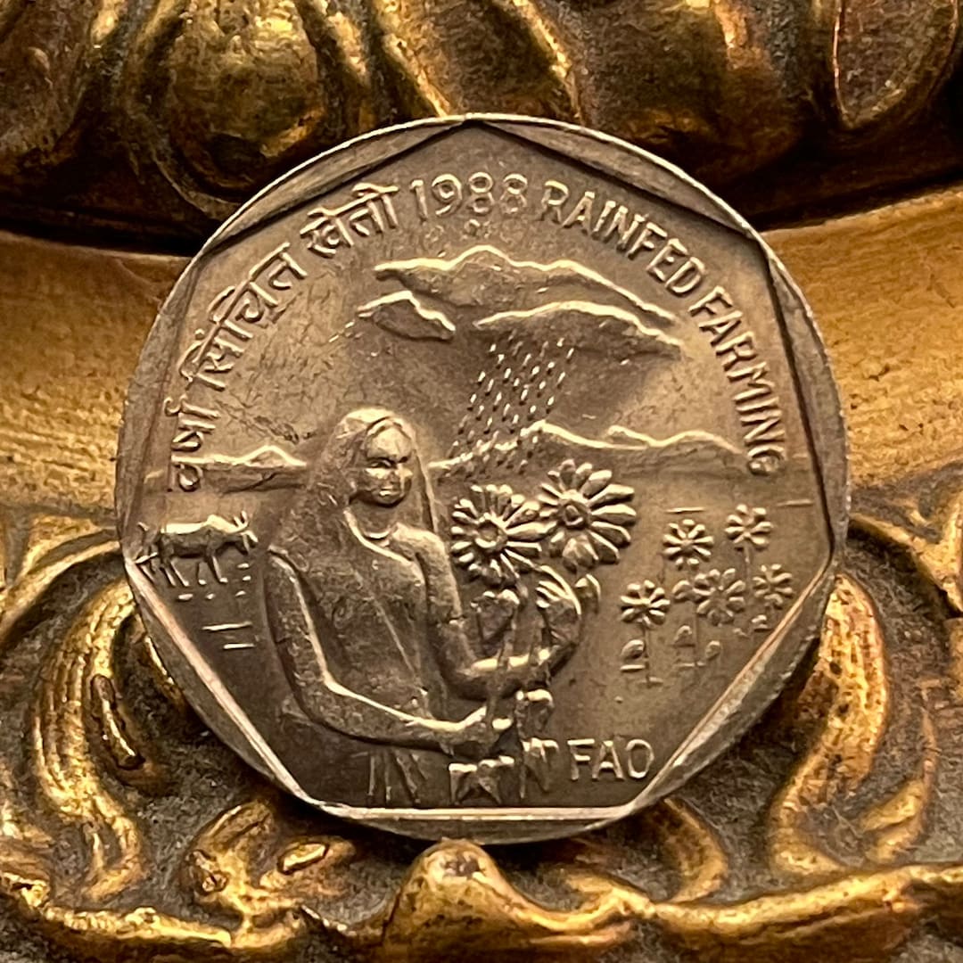 1988 India 1 Rupee Coin: Rainfed Farming, Ashoka Lion - Jewelry Craft ...